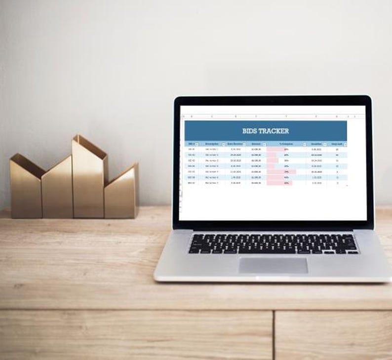 Bid Tracker Template | Editable Excel Spreadsheet for Client Quotes ...