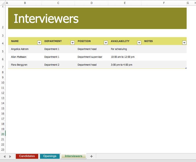 Job Candidates Tracker Template | Applicant Tracking Spreadsheet ...