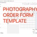 Fillable PHOTOGRAPHY Order Form, Excel Printable, Editable ...