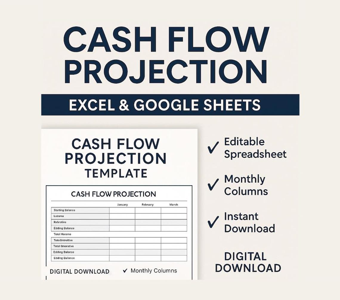 Cash Flow Projection Template | Excel & Google Sheets | Business Budget ...