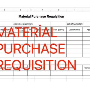 Fillable MATERIAL PURCHASE Order Form, Excel Printable, Editable ...