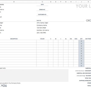 Excel Printable, Editable, Customizable, Fillable T-shirt Order Form ...