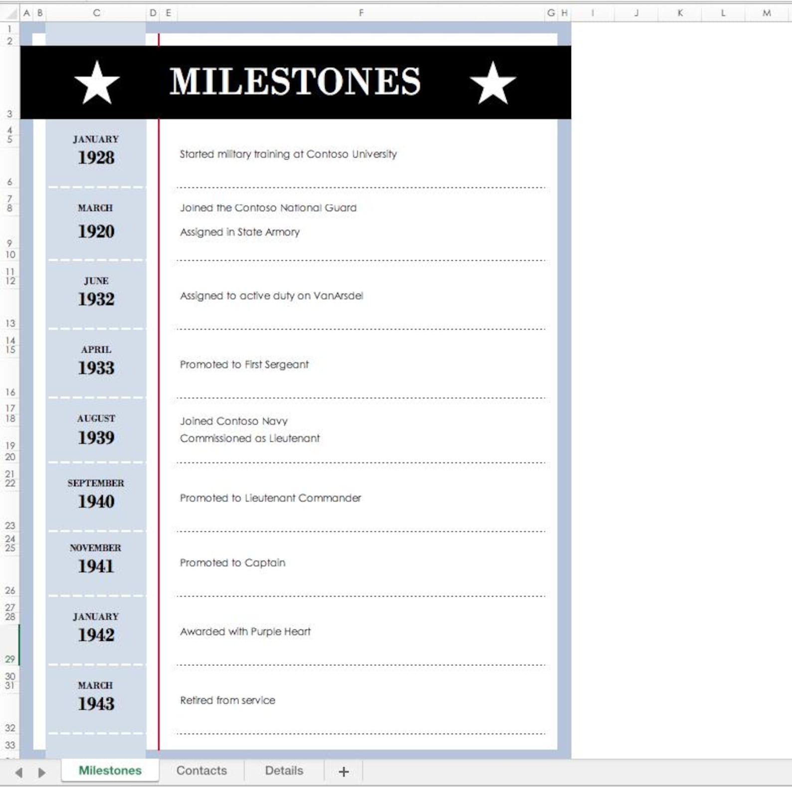 Military Service Record Template | Excel & Google Sheets | Personal ...