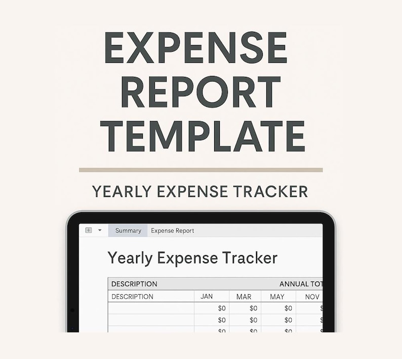 Expense Report Template Excel | Yearly Expense Tracker | Monthly Budget ...