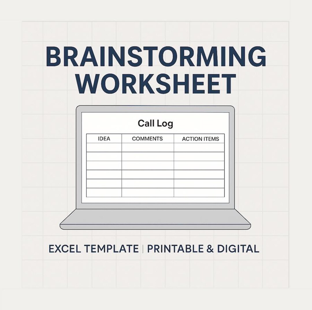 Brainstorming Worksheet Excel Template – Idea Organizer, Editable ...
