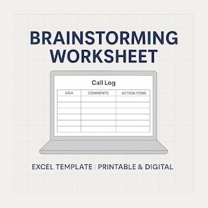 Brainstorming Worksheet Excel Template – Idea Organizer, Editable ...