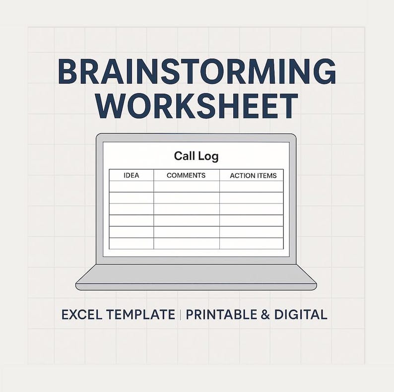 Brainstorming Worksheet Excel Template – Idea Organizer, Editable ...