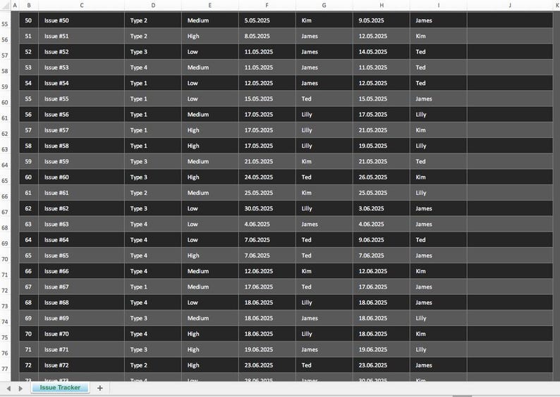 Project Issue Tracker Template | Printable Business Issue Log, Task ...