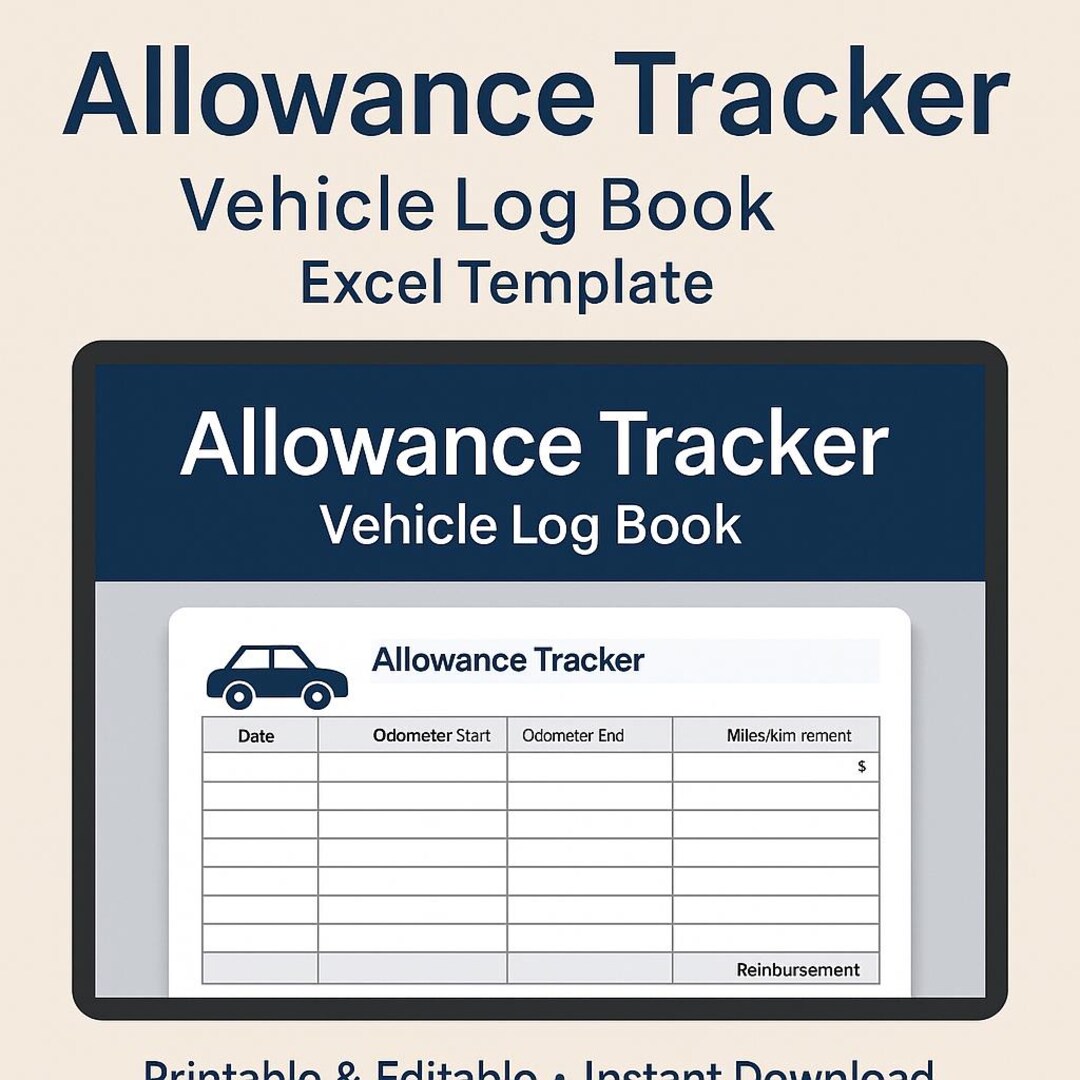 Allowance Tracker Template | Vehicle Log Book Excel | Mileage Log Sheet ...