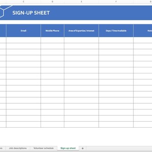 Volunteer Assignments Tracker | Editable Excel Sheet for Contact Info ...
