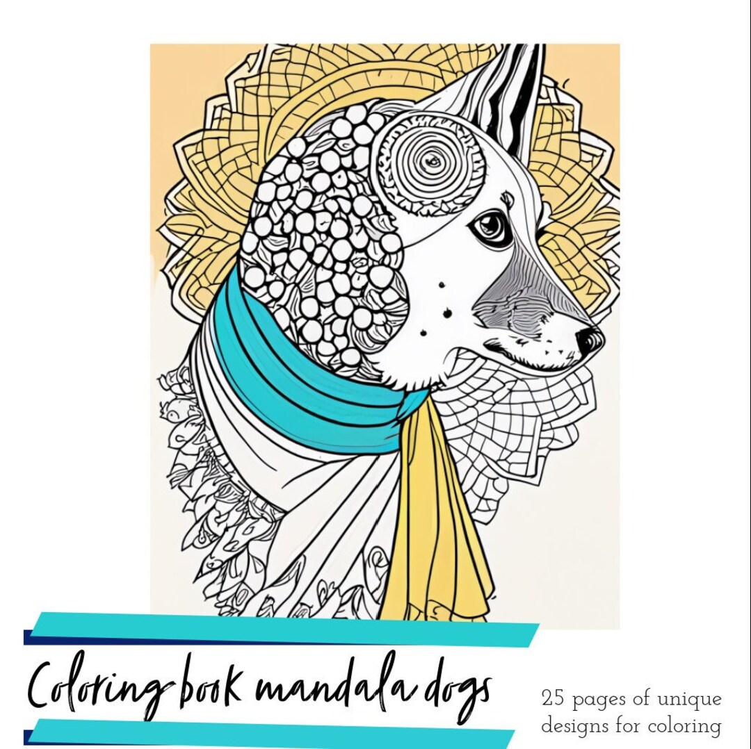 Coloring Book Mandala Dogs, 25 Pages Ebook, Coloring Pages, Adult ...