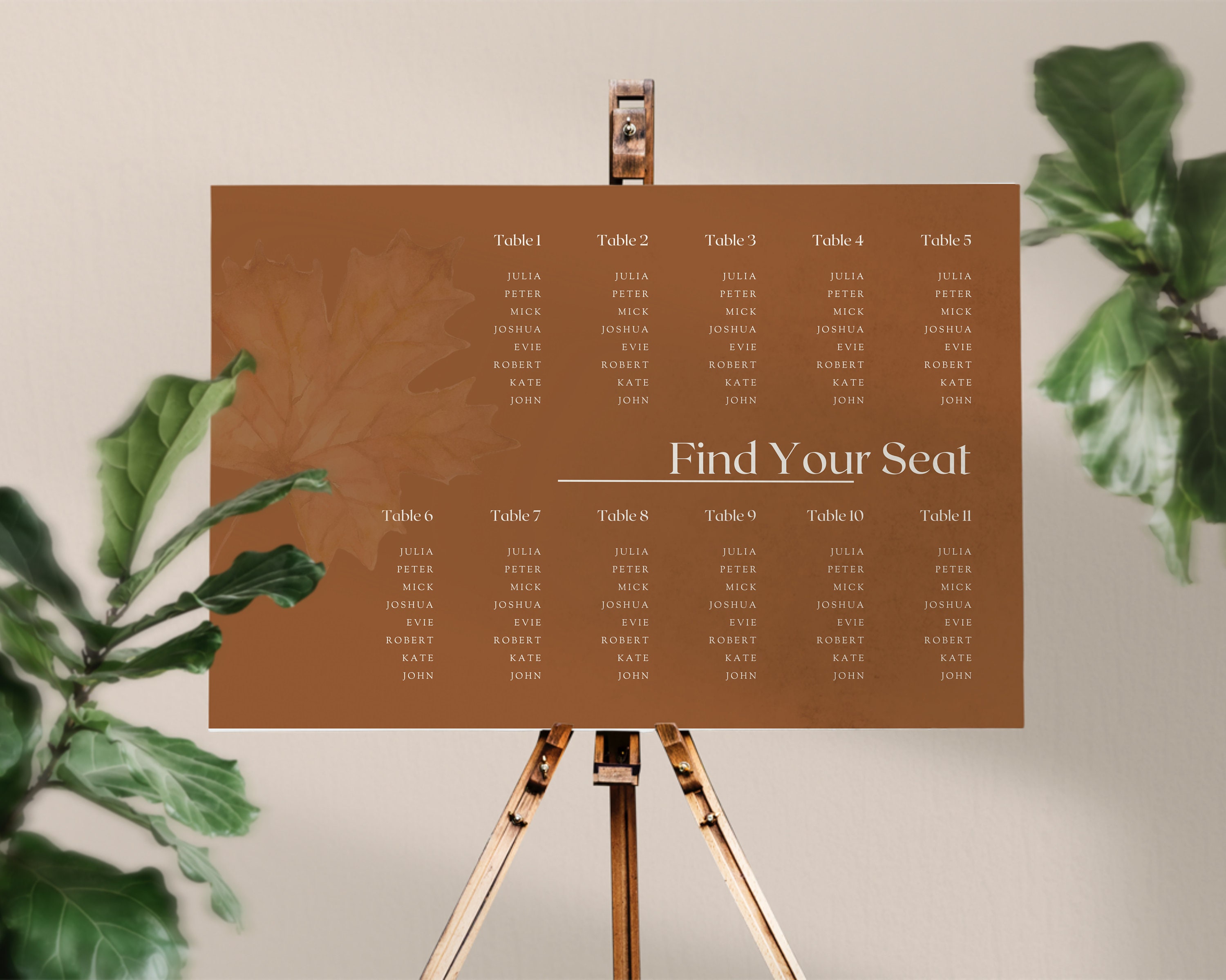 Editable Horizontal Seating Chart Template Our Favorite People ...
