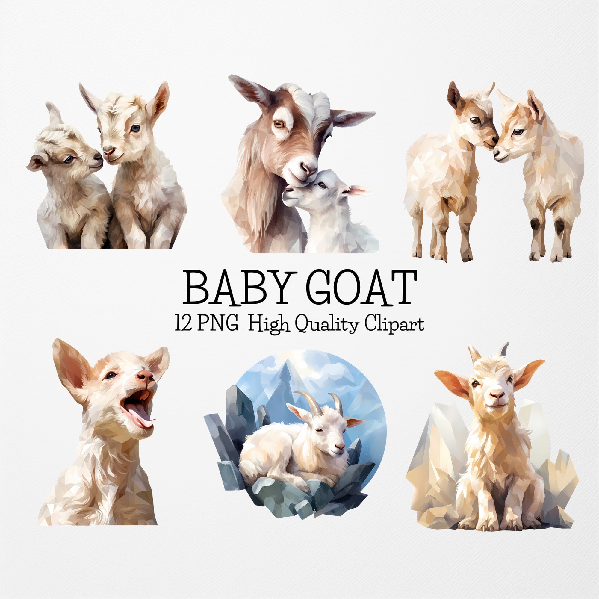 Baby Goat Clipart Bundle,12 High Quality Png,baby Farm Animals,nursery ...