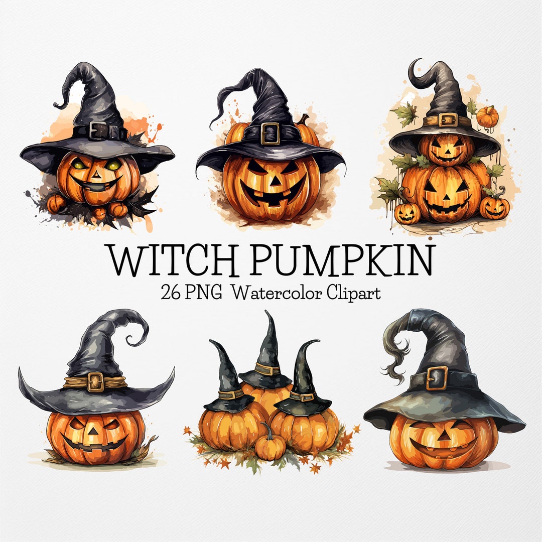 Halloween Witch Pumpkin Clipart,pastel Halloween Clipart,halloween ...