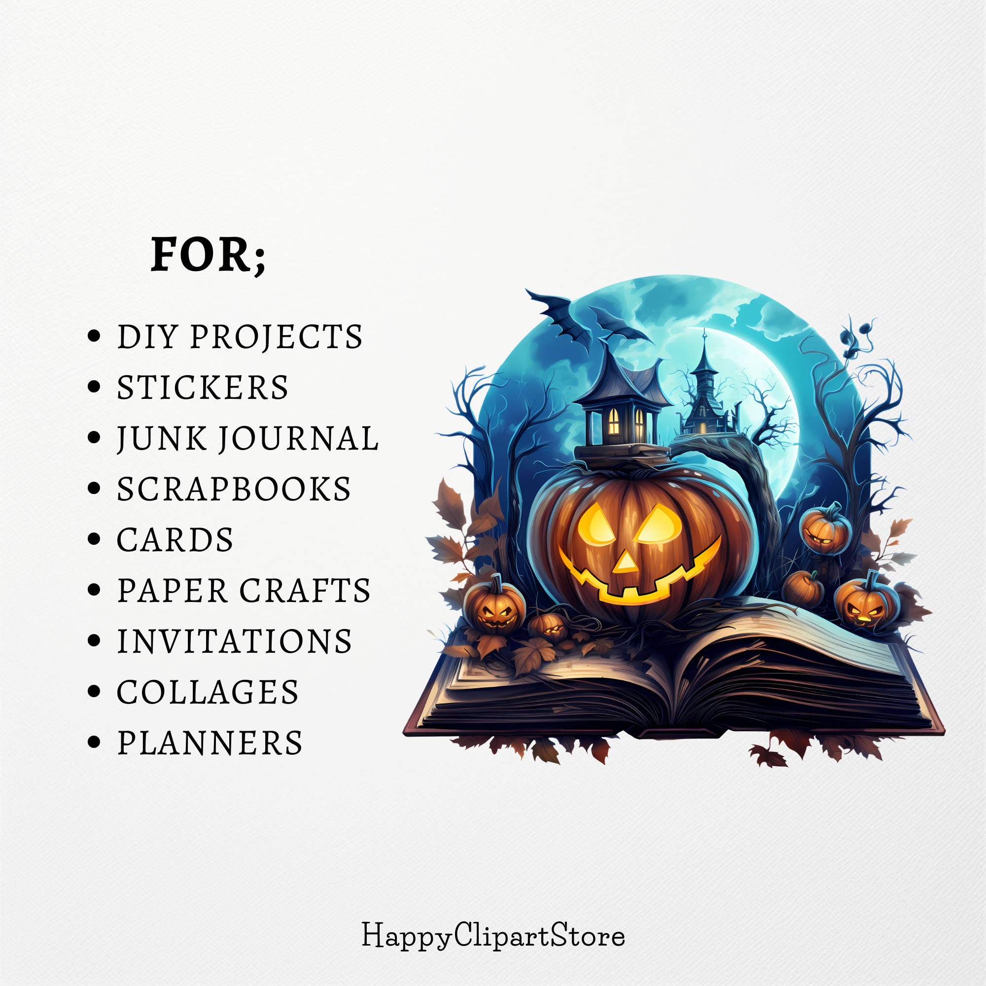 Halloween Book Clipart PNG Bundle, Open Book Clipart,halloween Witch ...