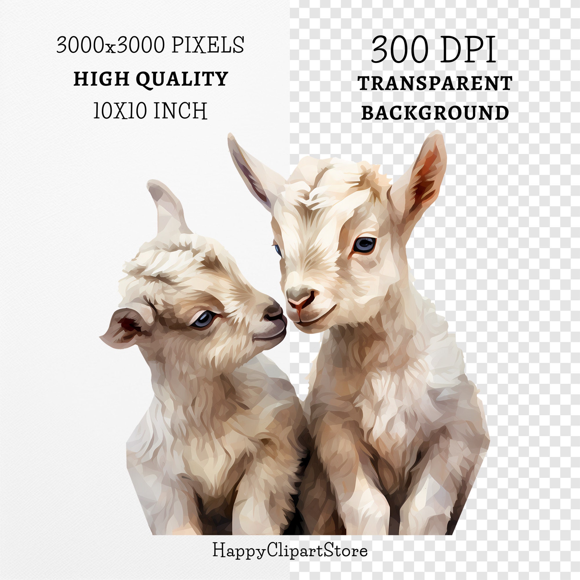 Baby Goat Clipart Bundle,12 High Quality Png,baby Farm Animals,nursery ...