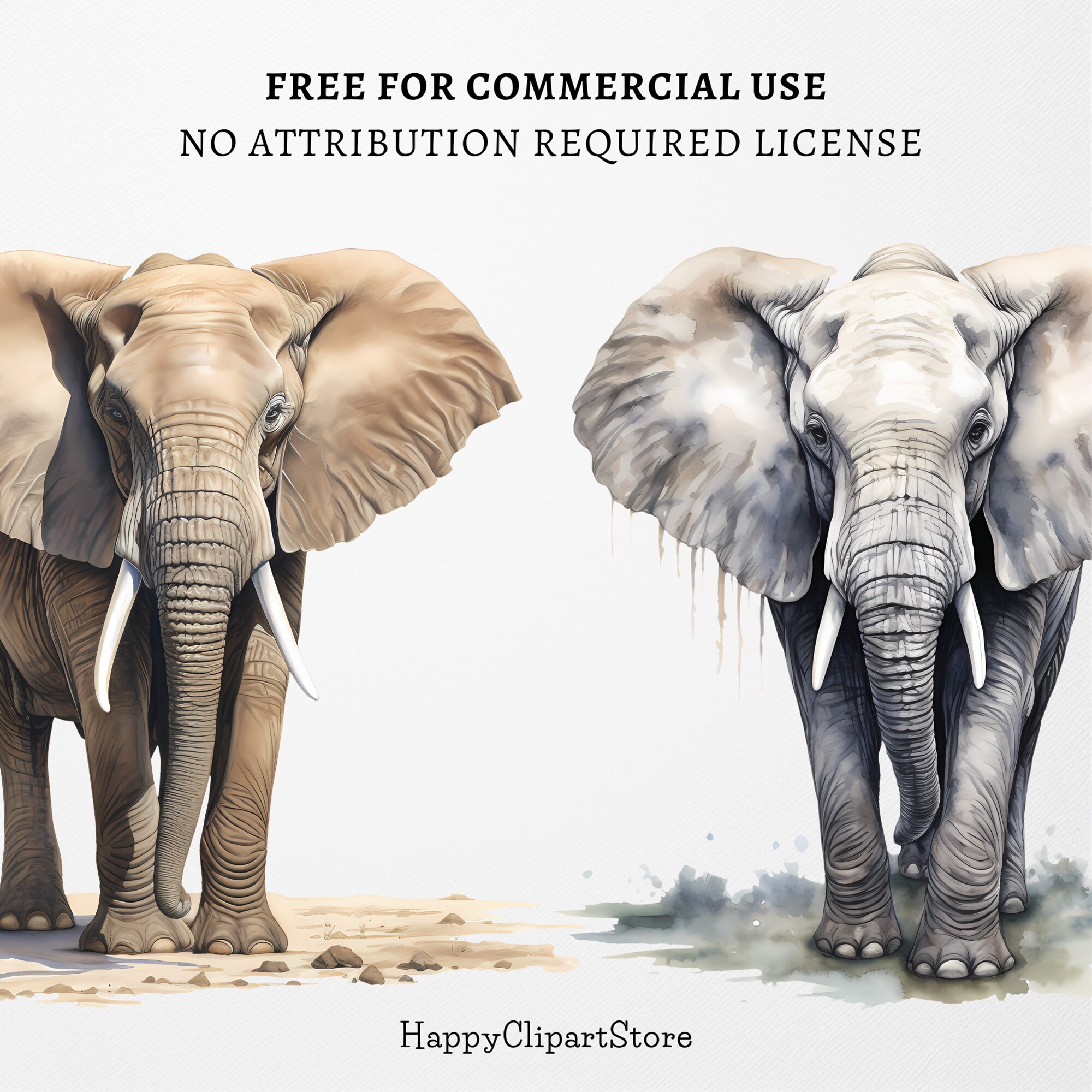 Watercolor Elephant PNG Clipart Bundle,12 High Quality Png,safari ...