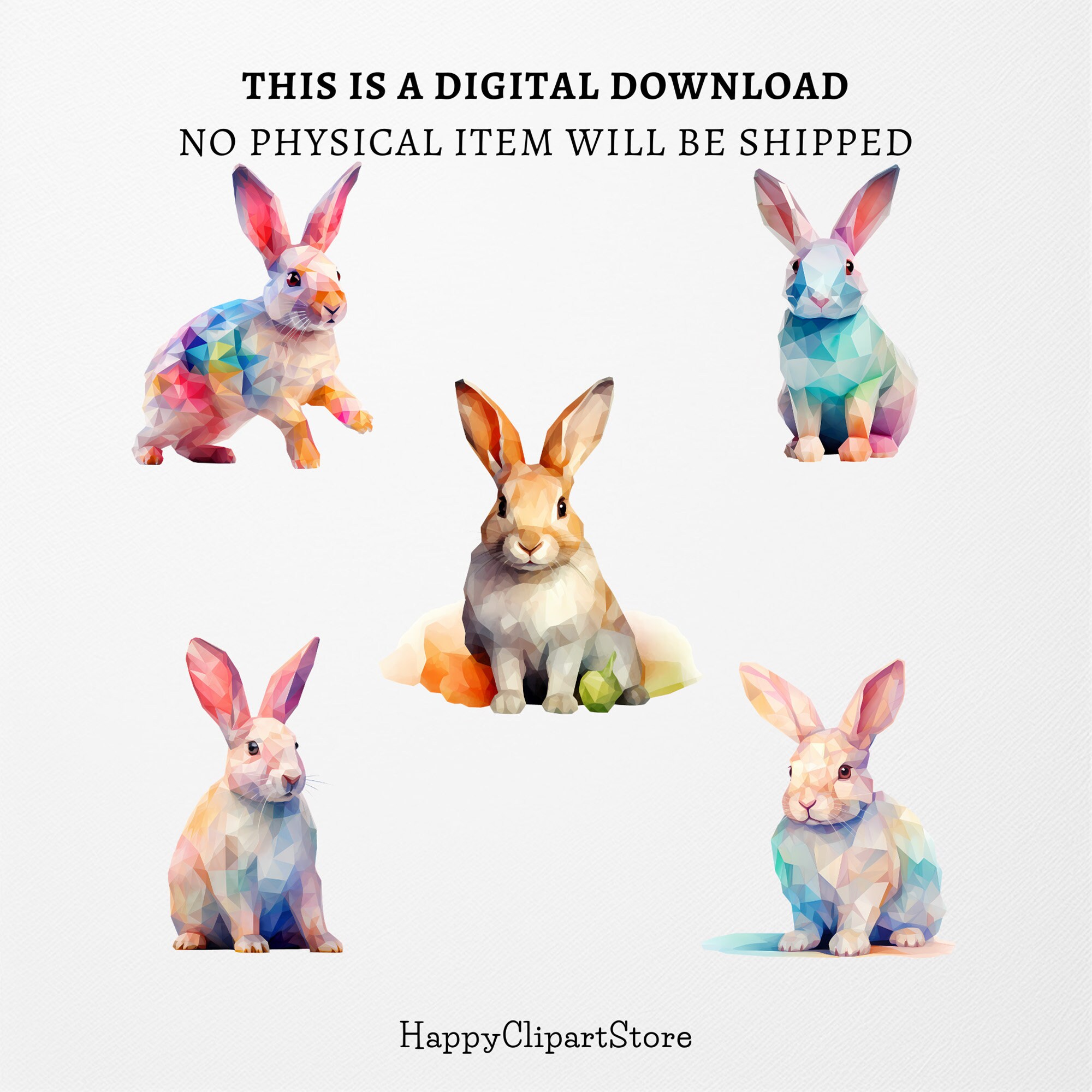 Rabbit Clipart,10 High Quality Rabbit PNG, Animals Clipart Bundle ...