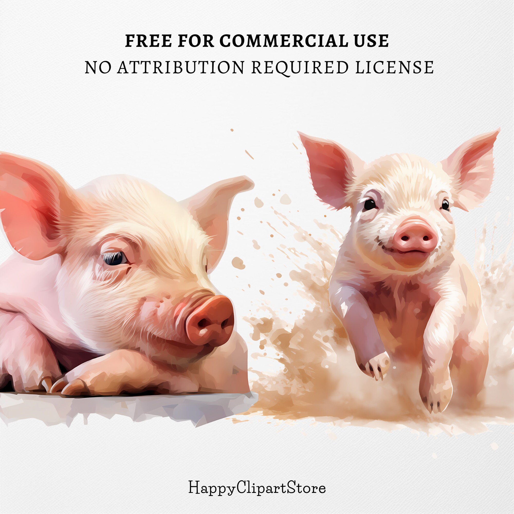 Baby Pig Clipart Bundle,12 High Quality Png,baby Farm Animals,cute ...