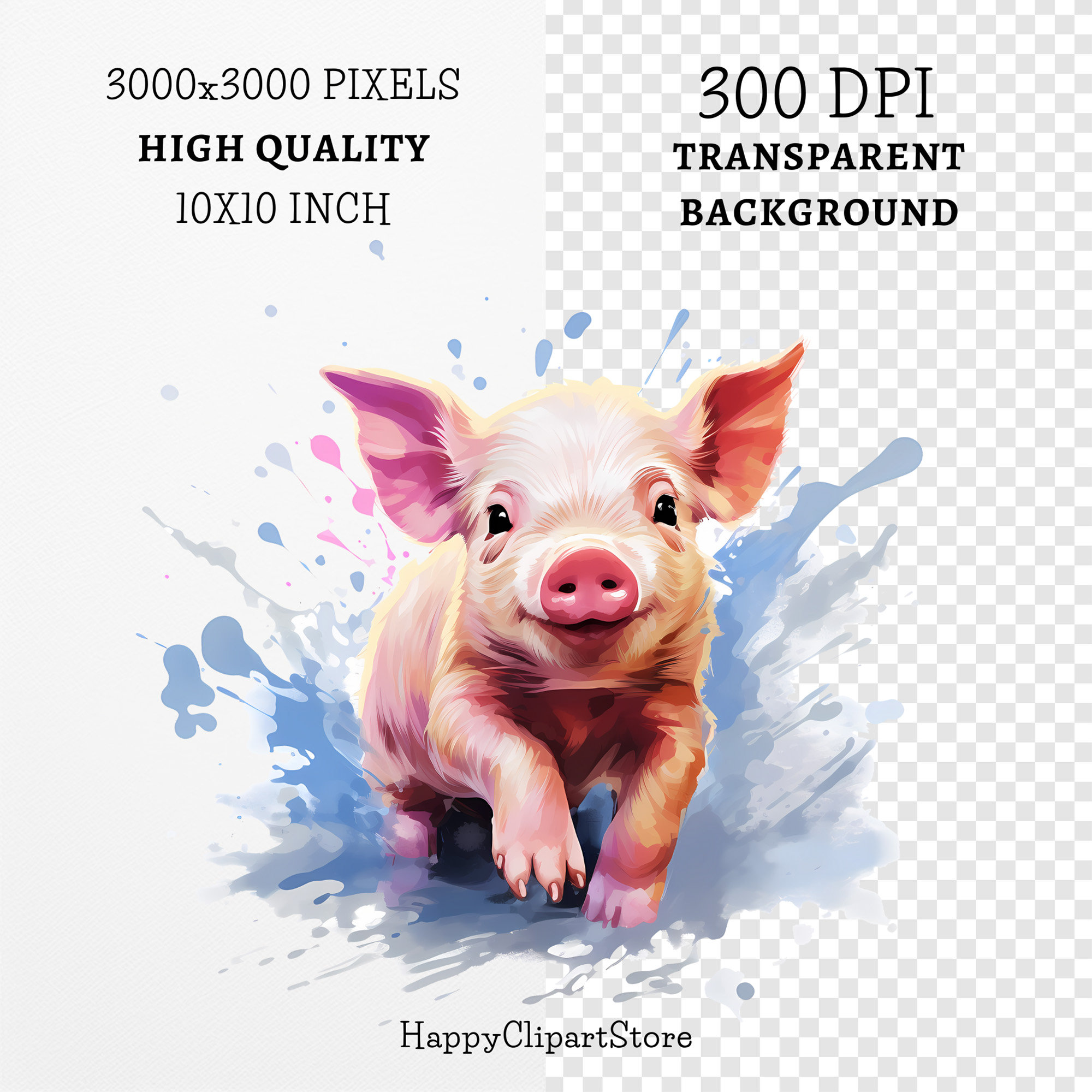 Baby Pig Clipart Bundle,12 High Quality Png,baby Farm Animals,cute ...