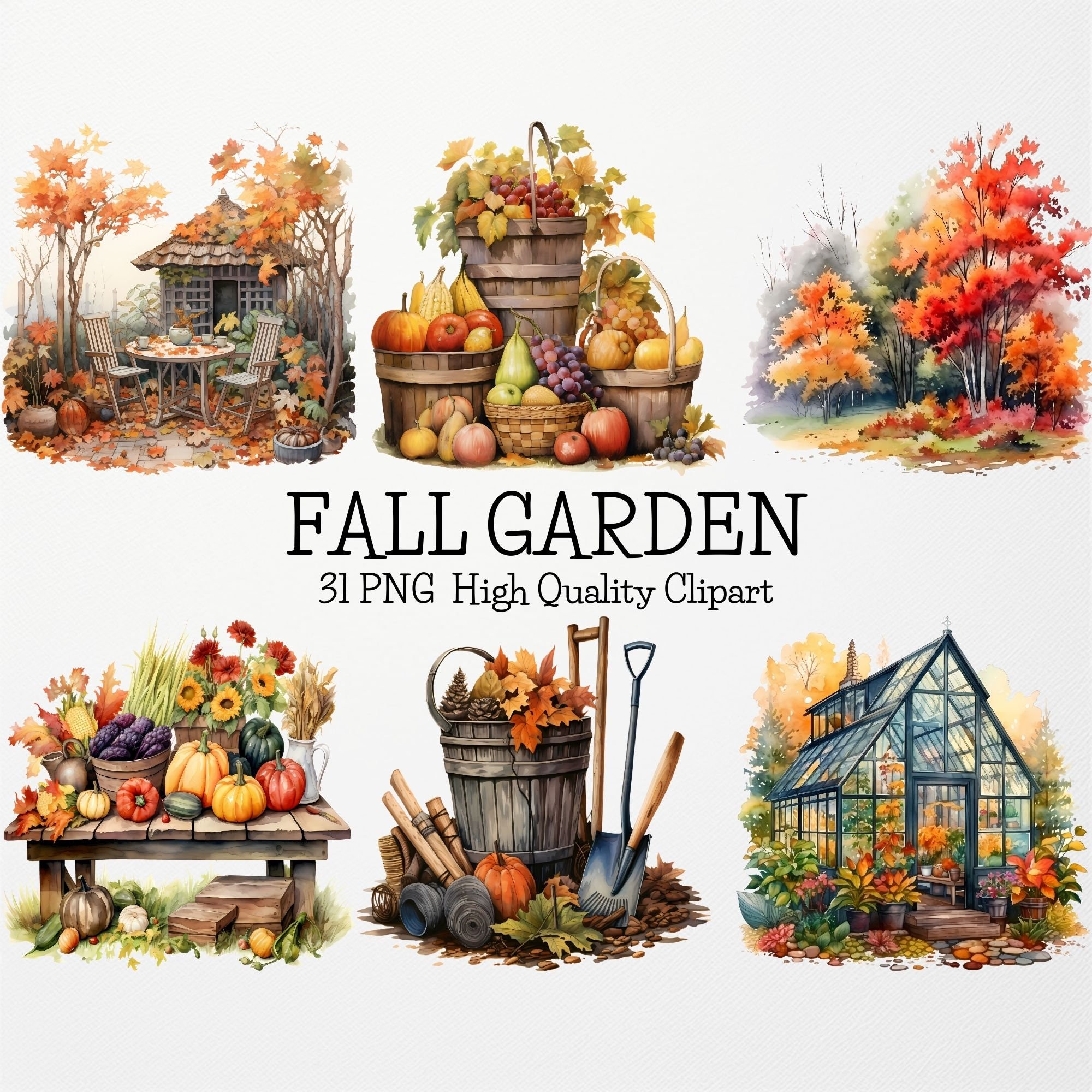 Watercolor Fall Garden PNG Clipart,31 High Quality Png,fall Garden PNG ...