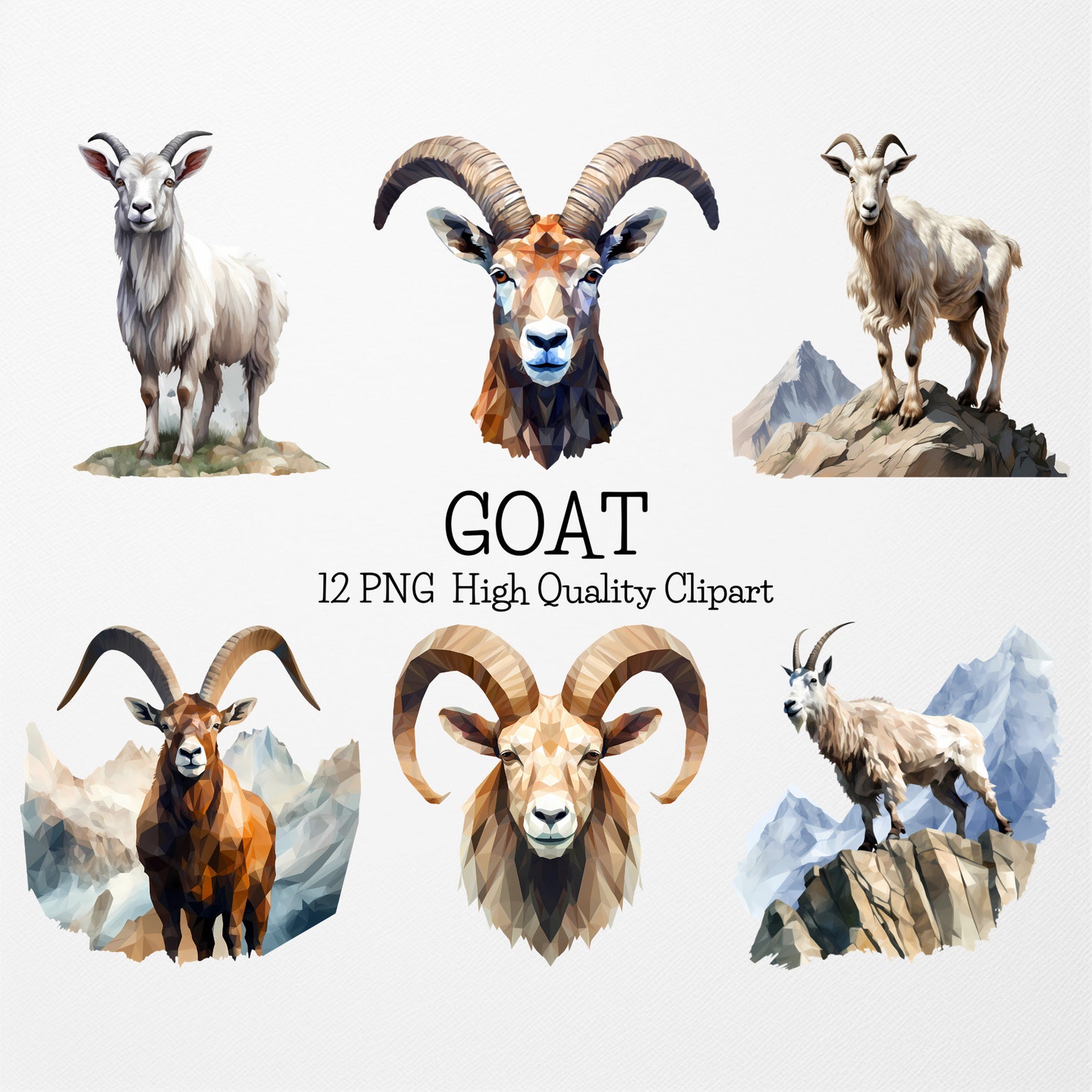 Goat Clipart PNG Bundle,12 Transparent Background High Quality Pngs ...