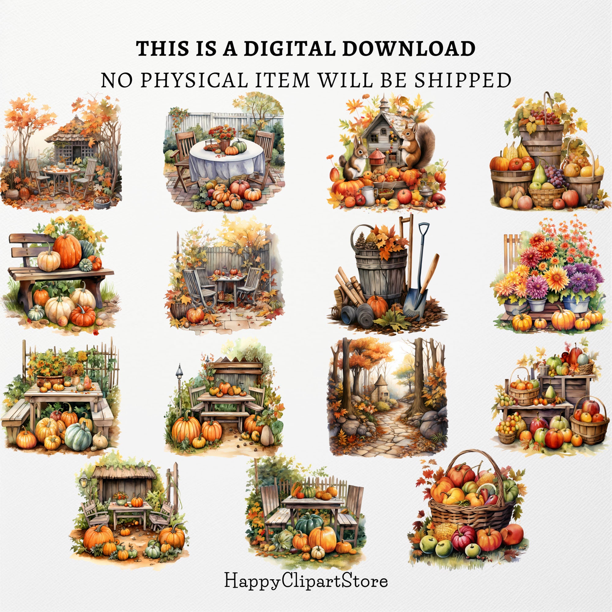 Watercolor Fall Garden PNG Clipart,31 High Quality Png,fall Garden PNG ...