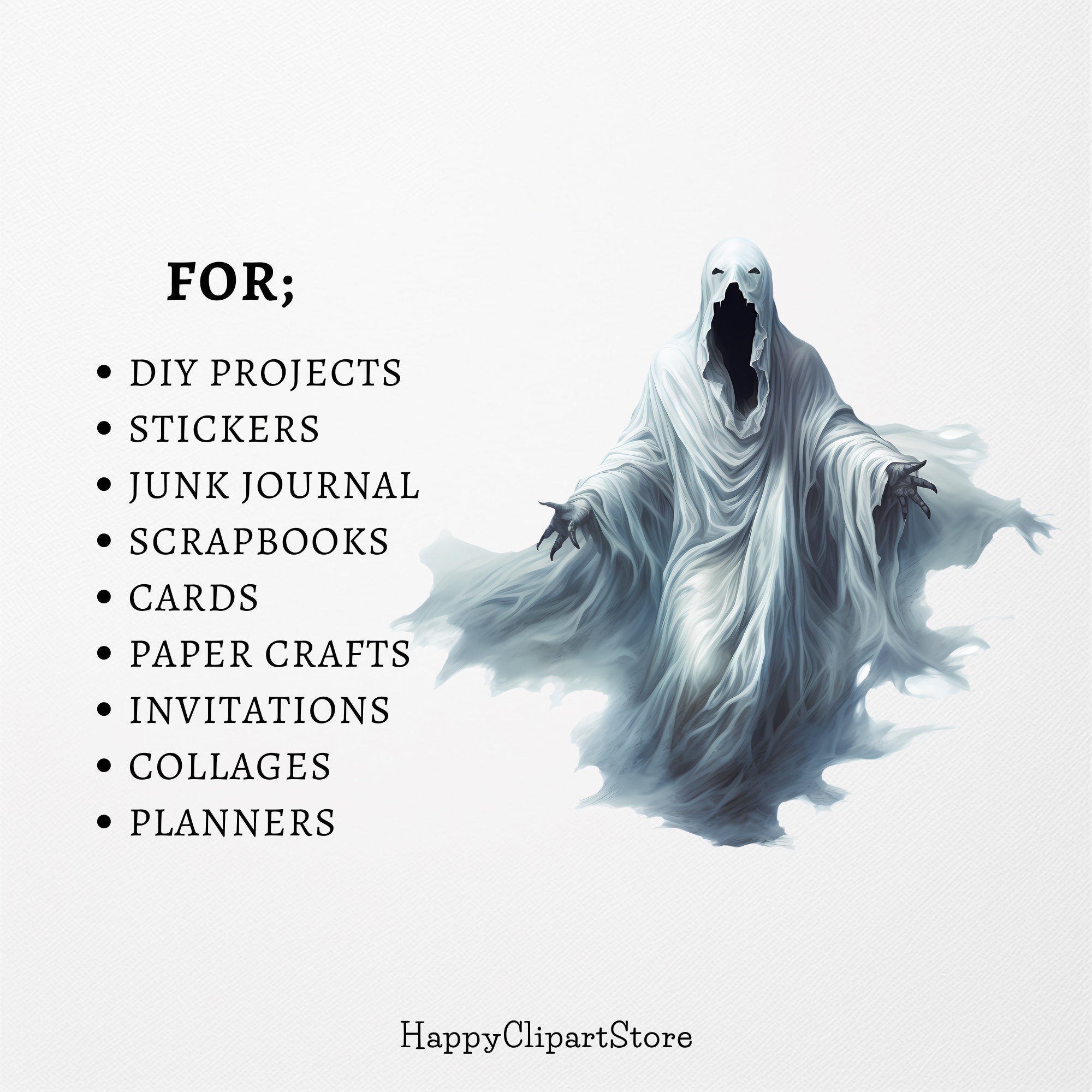 Watercolor Halloween Ghost Clipart35 High Quality Pngsspooky - Etsy