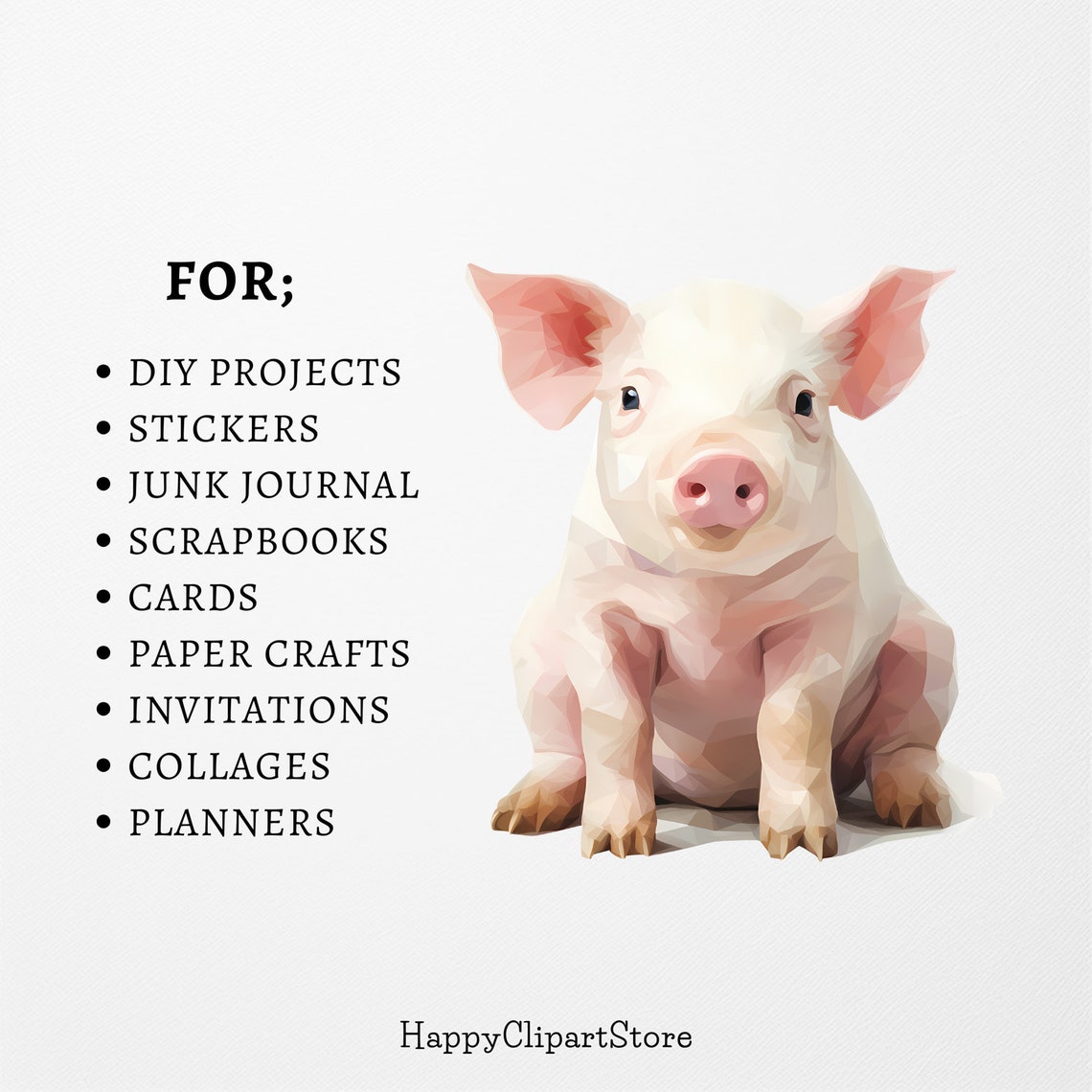 Baby Pig Clipart Bundle,12 High Quality Png,baby Farm Animals,cute ...