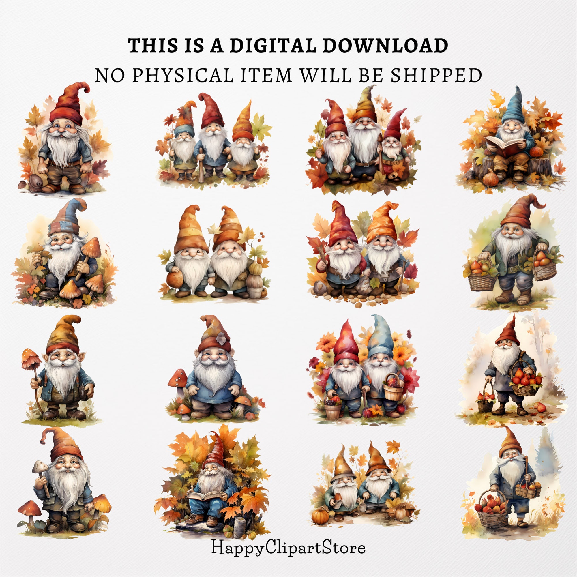 Watercolor Fall Gnome PNG Clipart,29 High Quality Png,autumn Forest ...