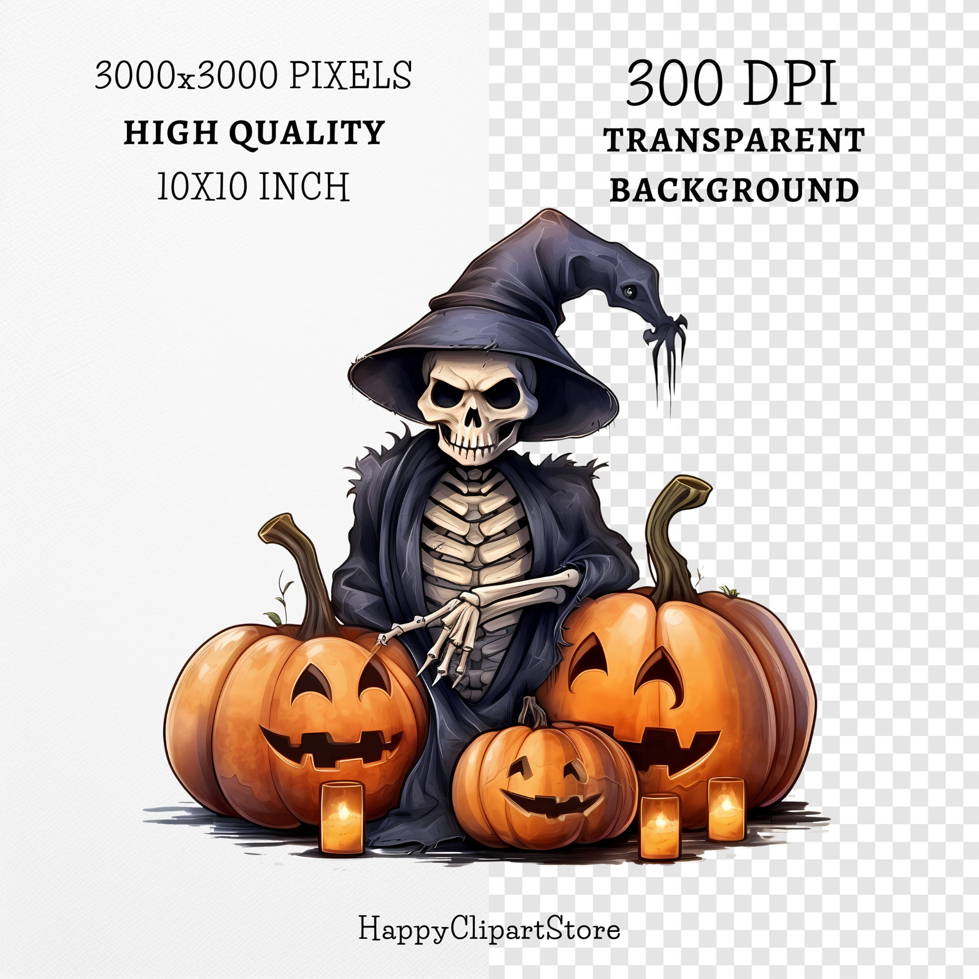 Halloween Skeleton PNG Clipart Bundle,46 PNG High Quality PNG, Spooky ...