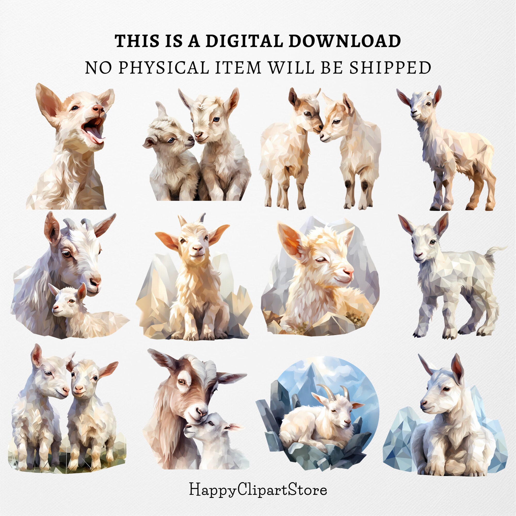 Baby Goat Clipart Bundle,12 High Quality Png,baby Farm Animals,nursery ...
