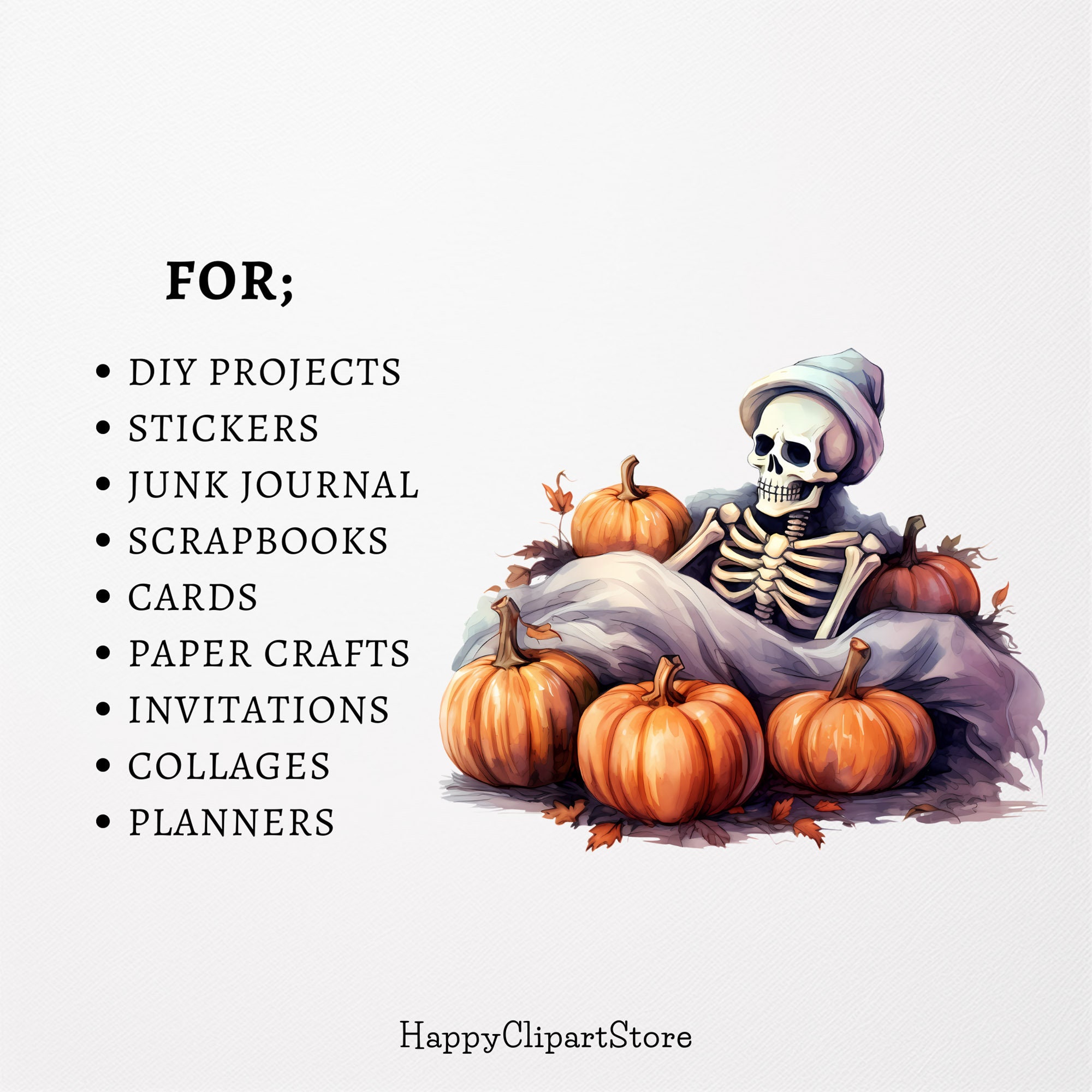 Halloween Skeleton PNG Clipart Bundle,46 PNG High Quality PNG, Spooky ...