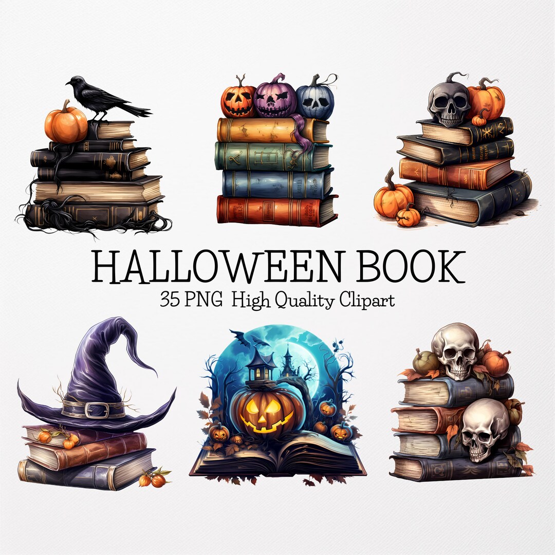 Halloween Book Clipart PNG Bundle, Open Book Clipart,halloween Witch ...