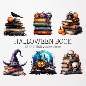 Halloween Book Clipart PNG Bundle, Open Book Clipart,halloween Witch ...
