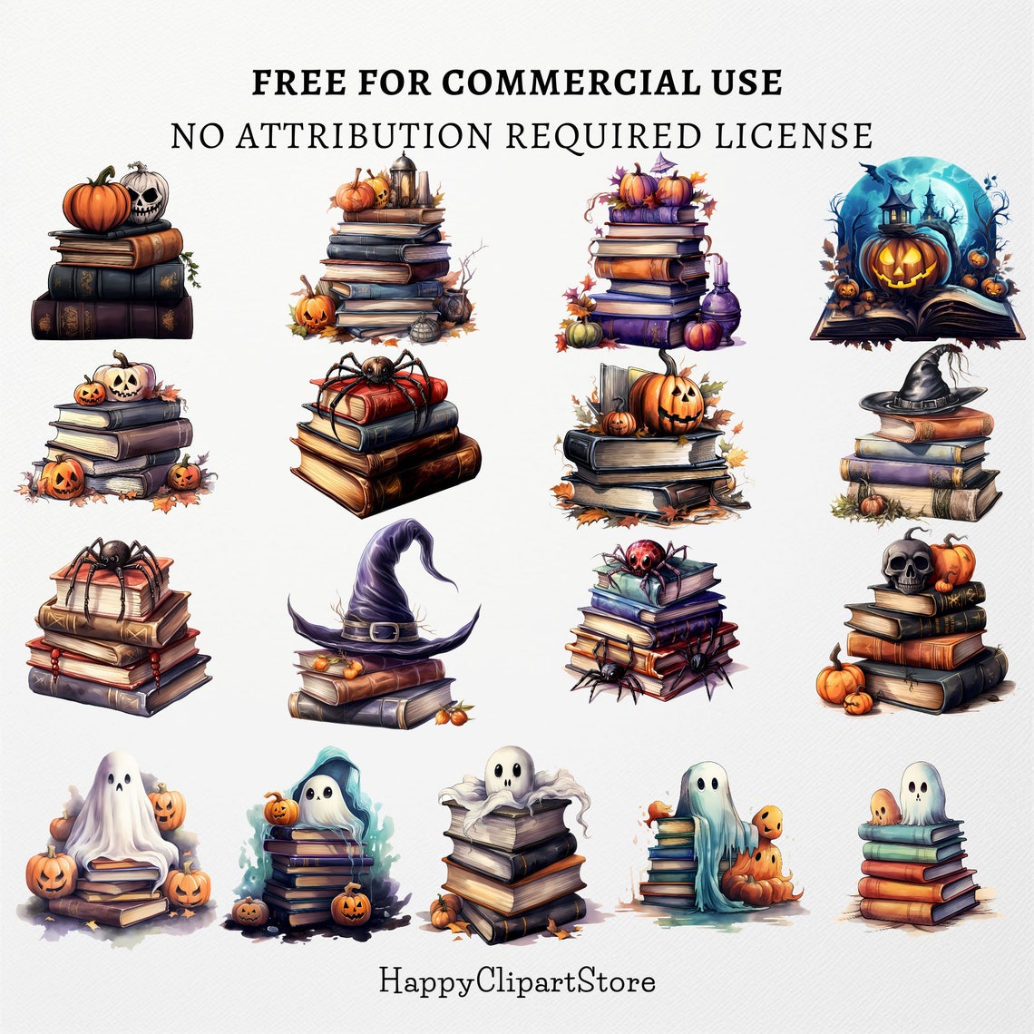 Halloween Book Clipart PNG Bundle, Open Book Clipart,halloween Witch ...