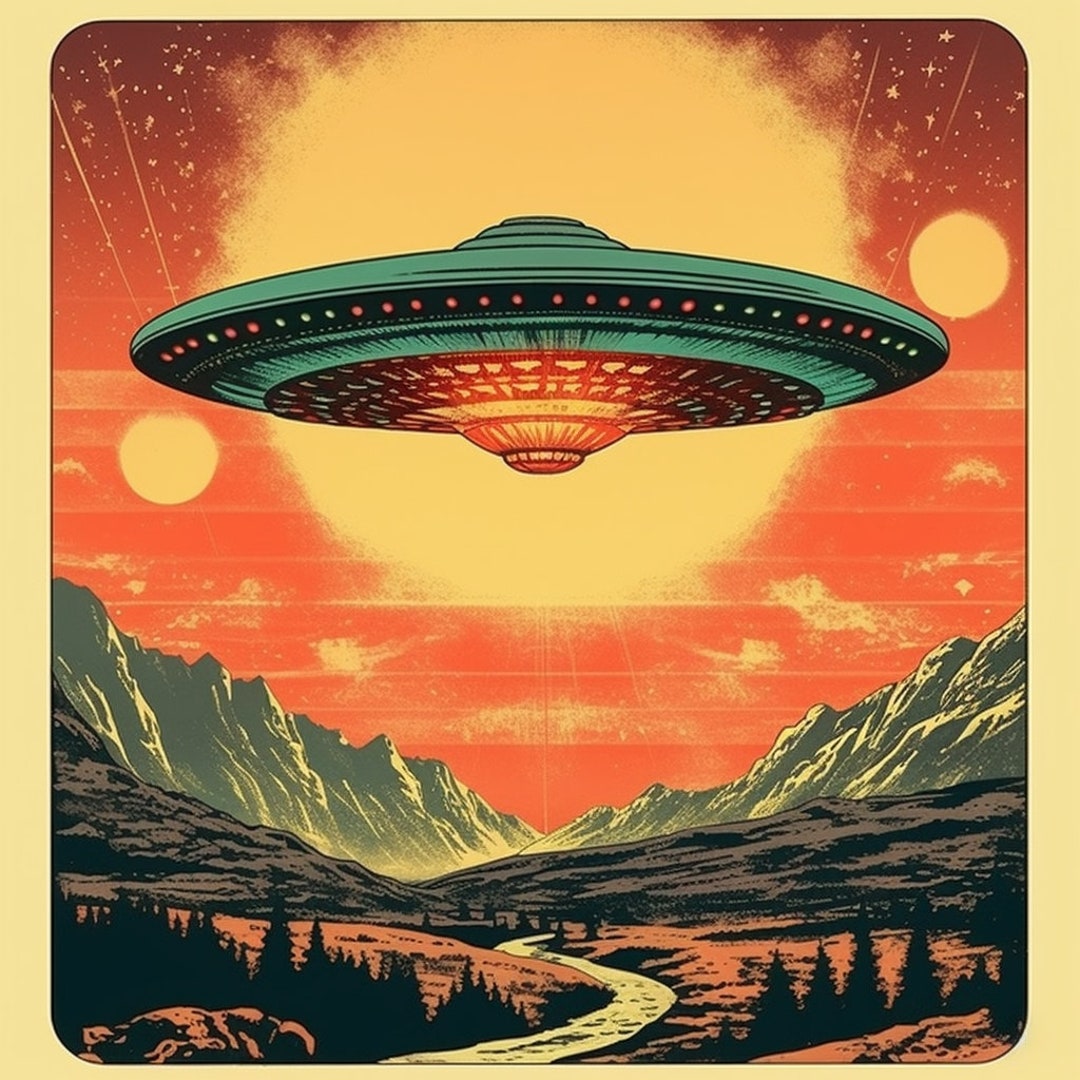 Retro UFO Poster - Etsy