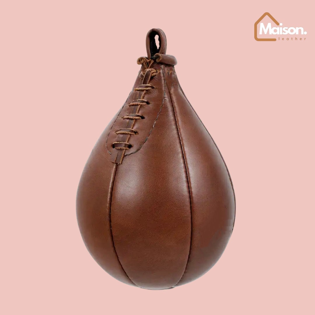 Vintage Leather Boxing Speed Bag: Classic Gym Decor (10" H X 6 ...
