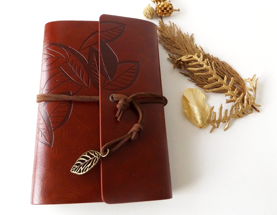Embossed Journal, Ring Binder Notepad, Leaf Notebook, PU Leather ...