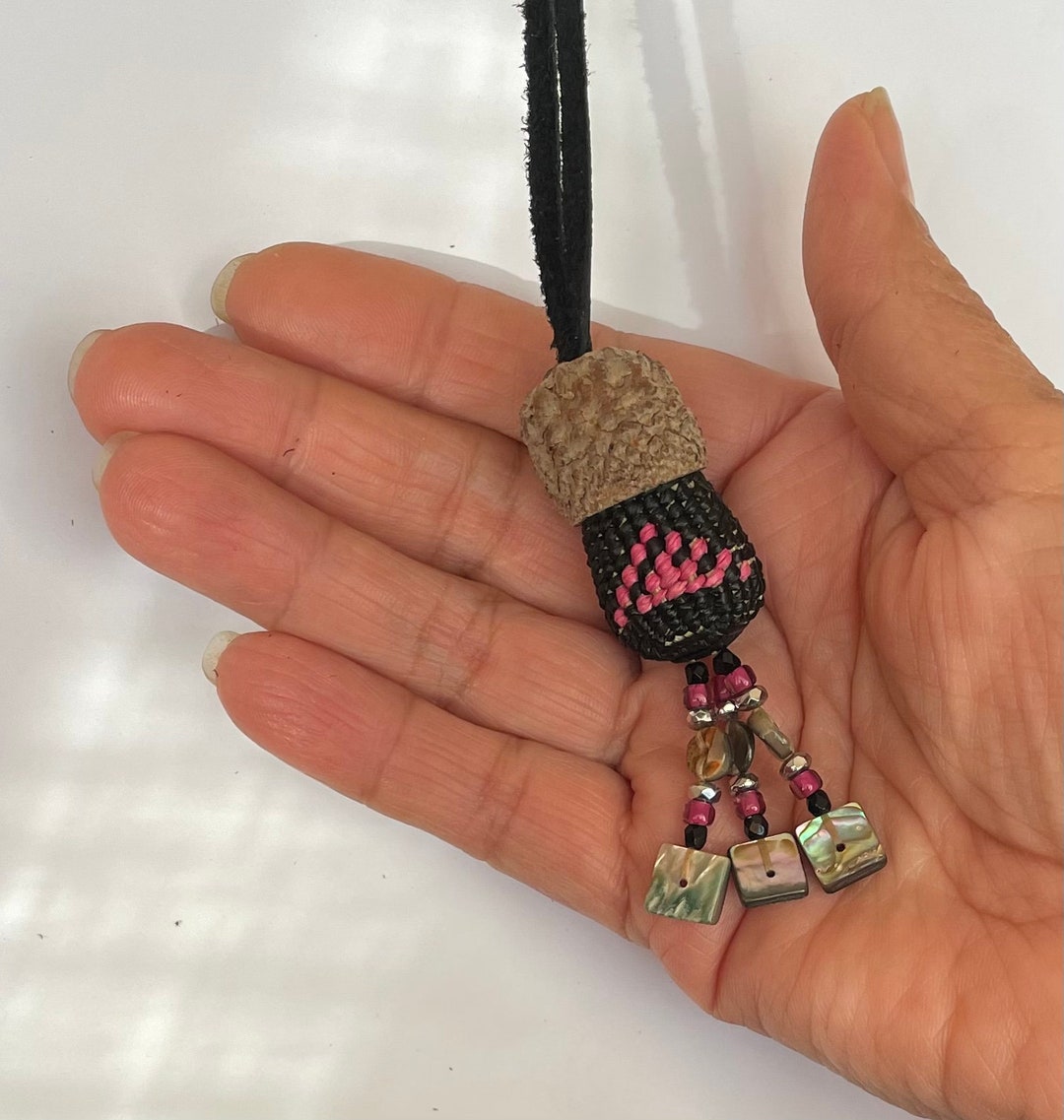 Native American Pomo Artist Designed Necklace, Handwoven Twine Basket ...