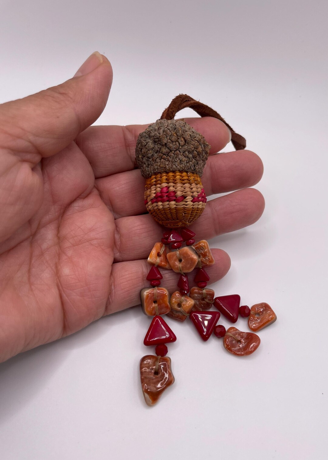 Native American, Necklace, Sage, Handwoven, Basket, Adjustable Deerskin ...