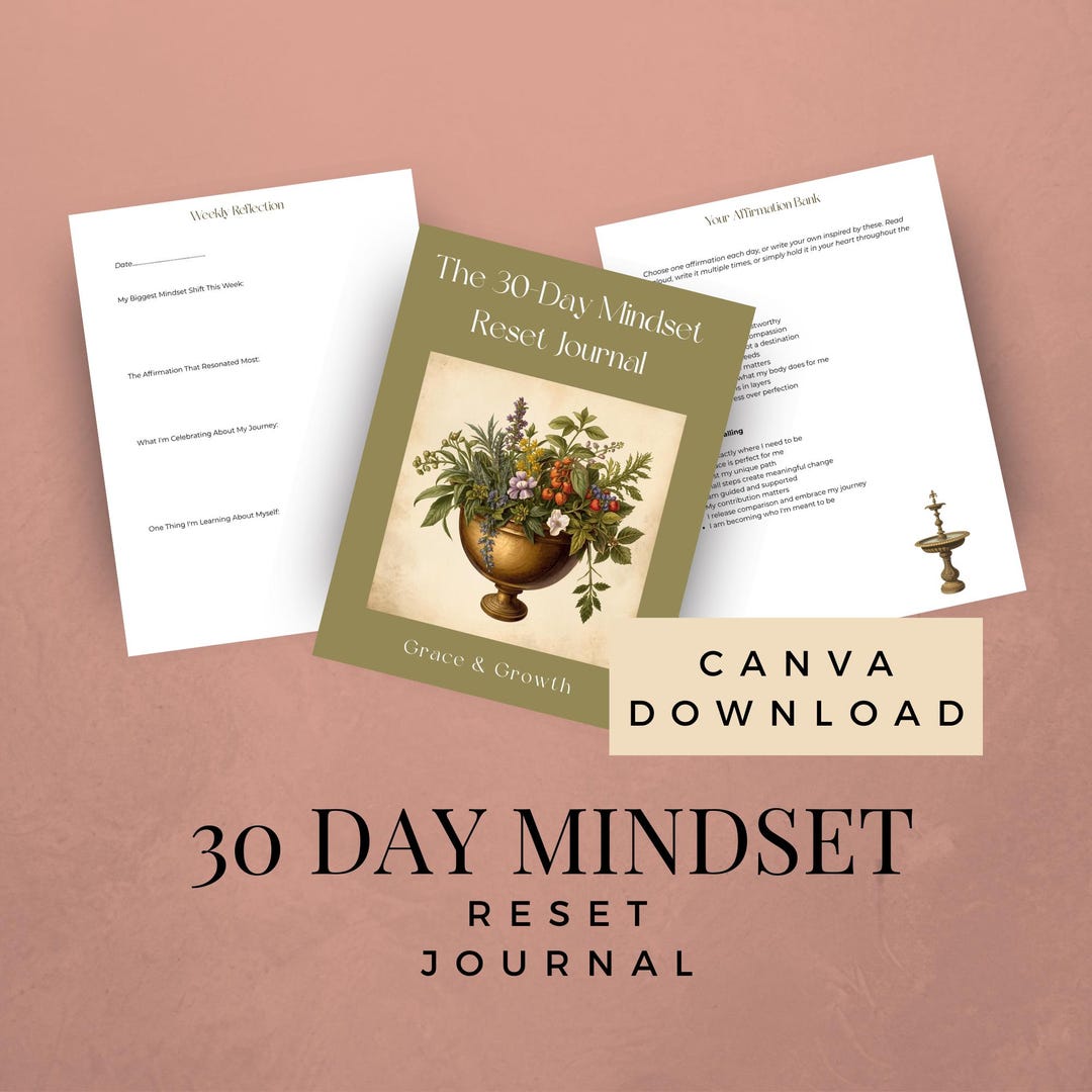 30 Day Mindset Reset Journal | Affirmations Gratitude & Limiting ...