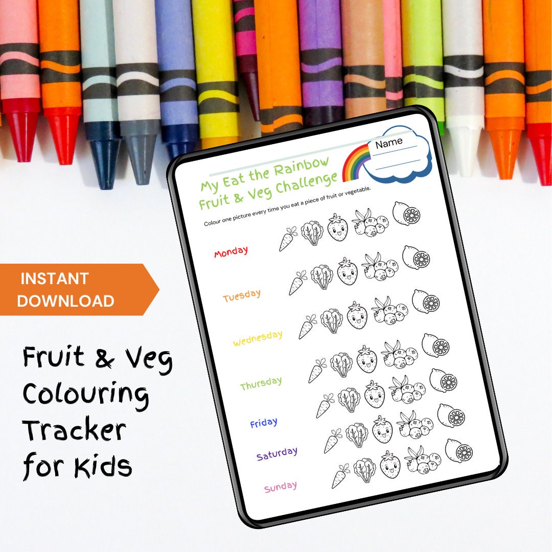 Kids Fruit & Veg Tracker. Healthy Eating Challenge. Colour in and Eat ...
