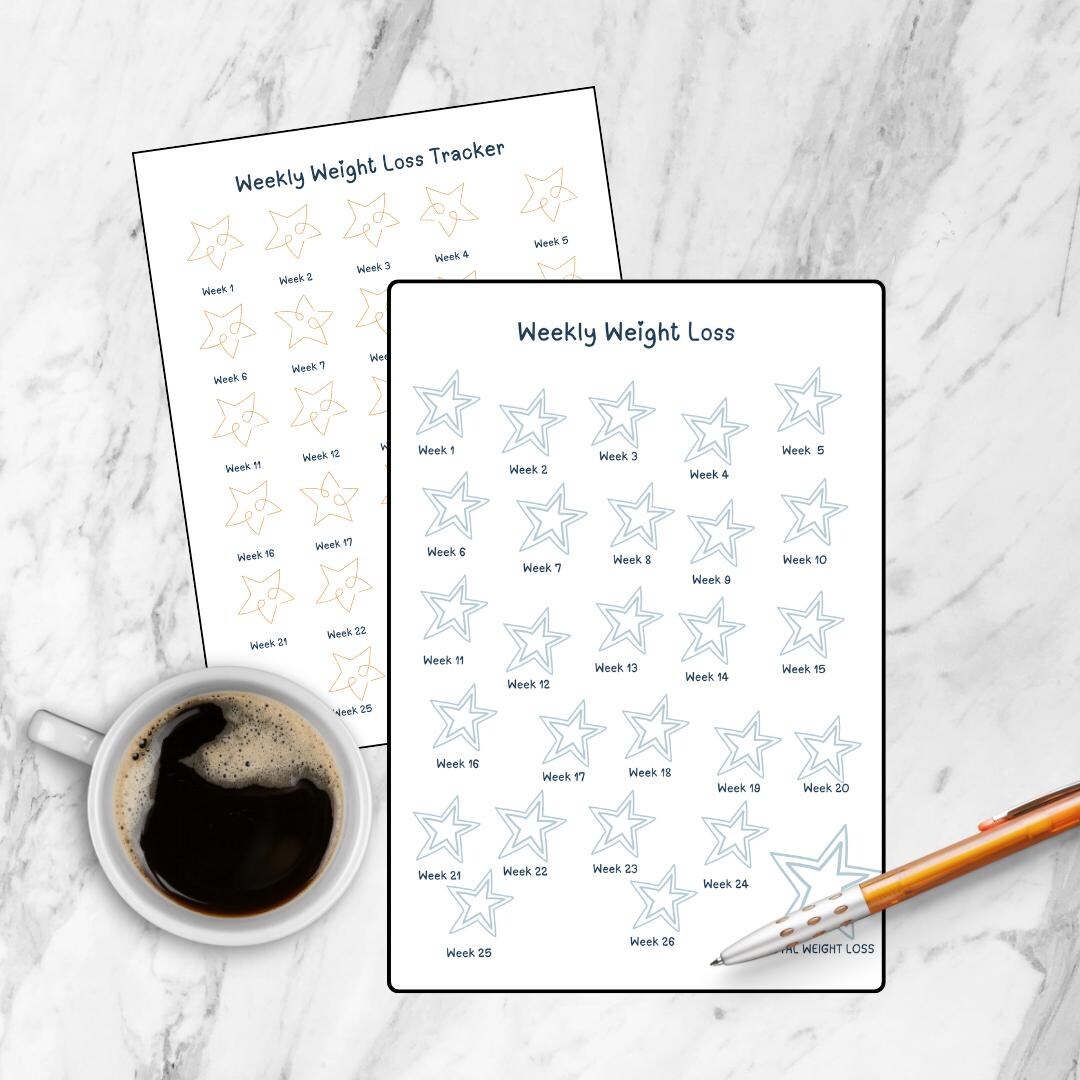6 Month Weight Loss Tracker Printable | 26 Week Progress Chart | 4 ...