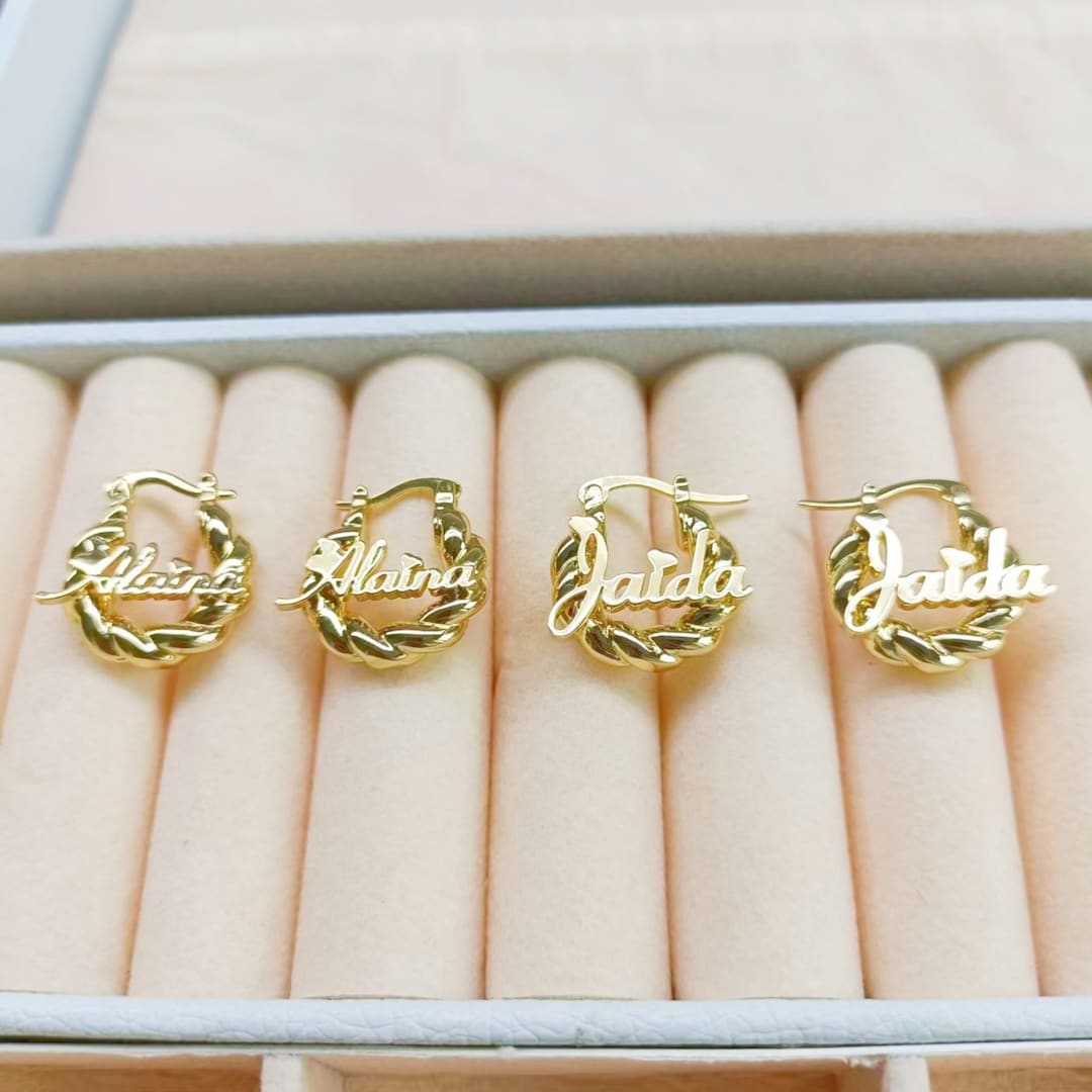 Custom Baby Kids Name Earring, Baby Kids Name Earring, Name Hoop ...