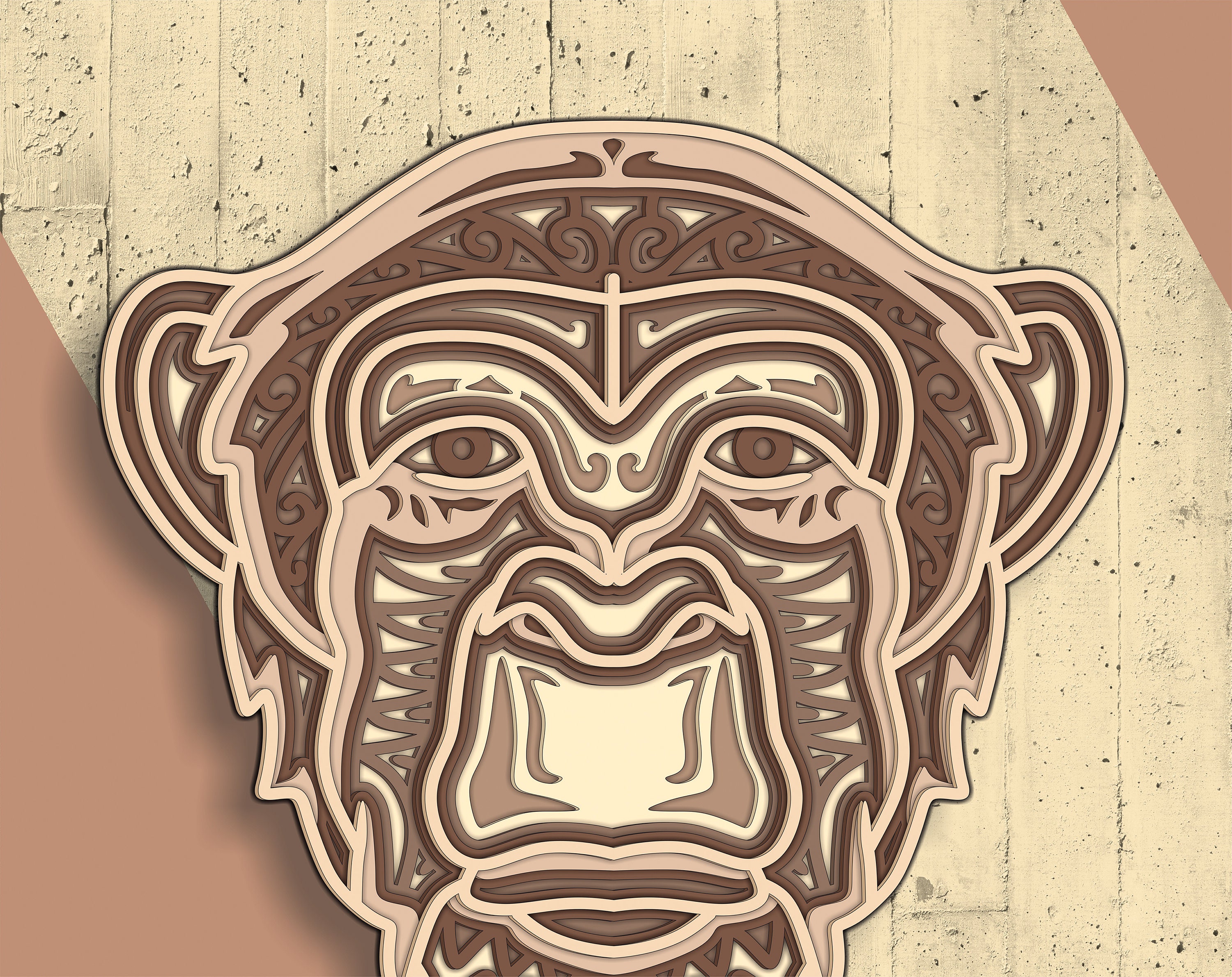 3D Monkey Multilayer SVG, Laser Cut, Digital Download Svg Png Ai Dxf ...