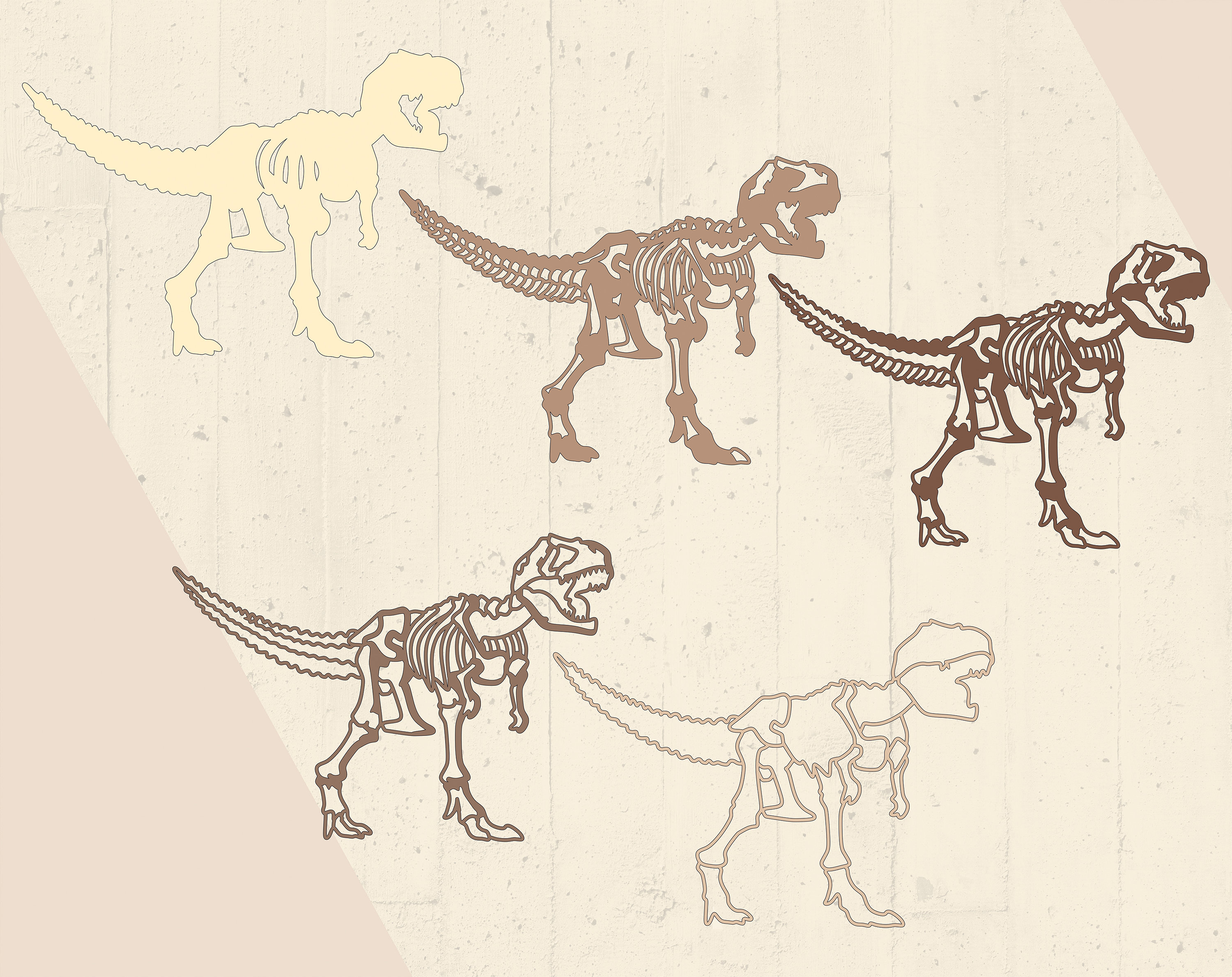 3D Dinosaur Skeleton Multilayer SVG, Laser Cut, Digital Download Ai Cdr ...