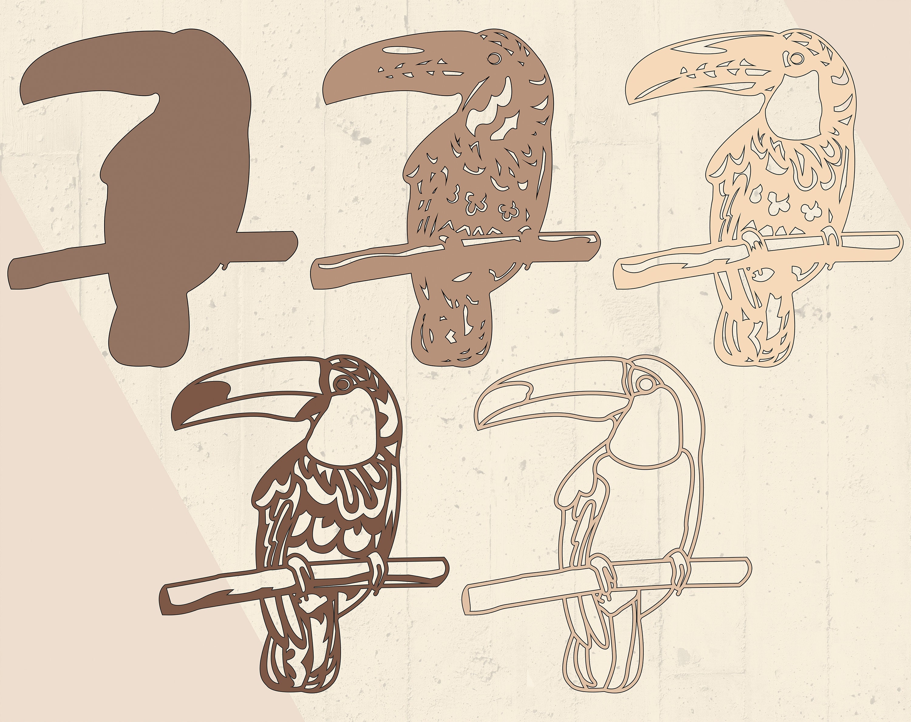 3D Toucan Layered SVG, Laser Cut File, Instant Download Ai Cdr Eps Png ...