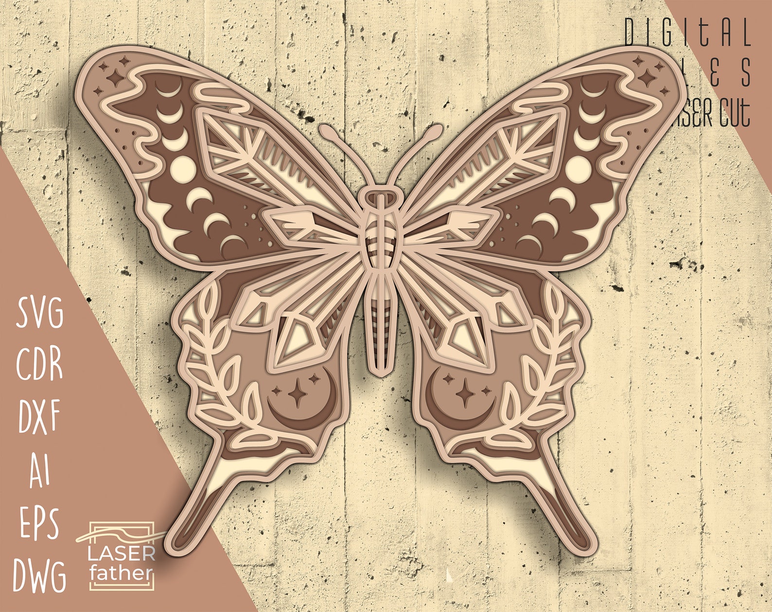 Butterfly 3D Layered SVG File, Laser Cutting, Digital Download Svg Ai ...