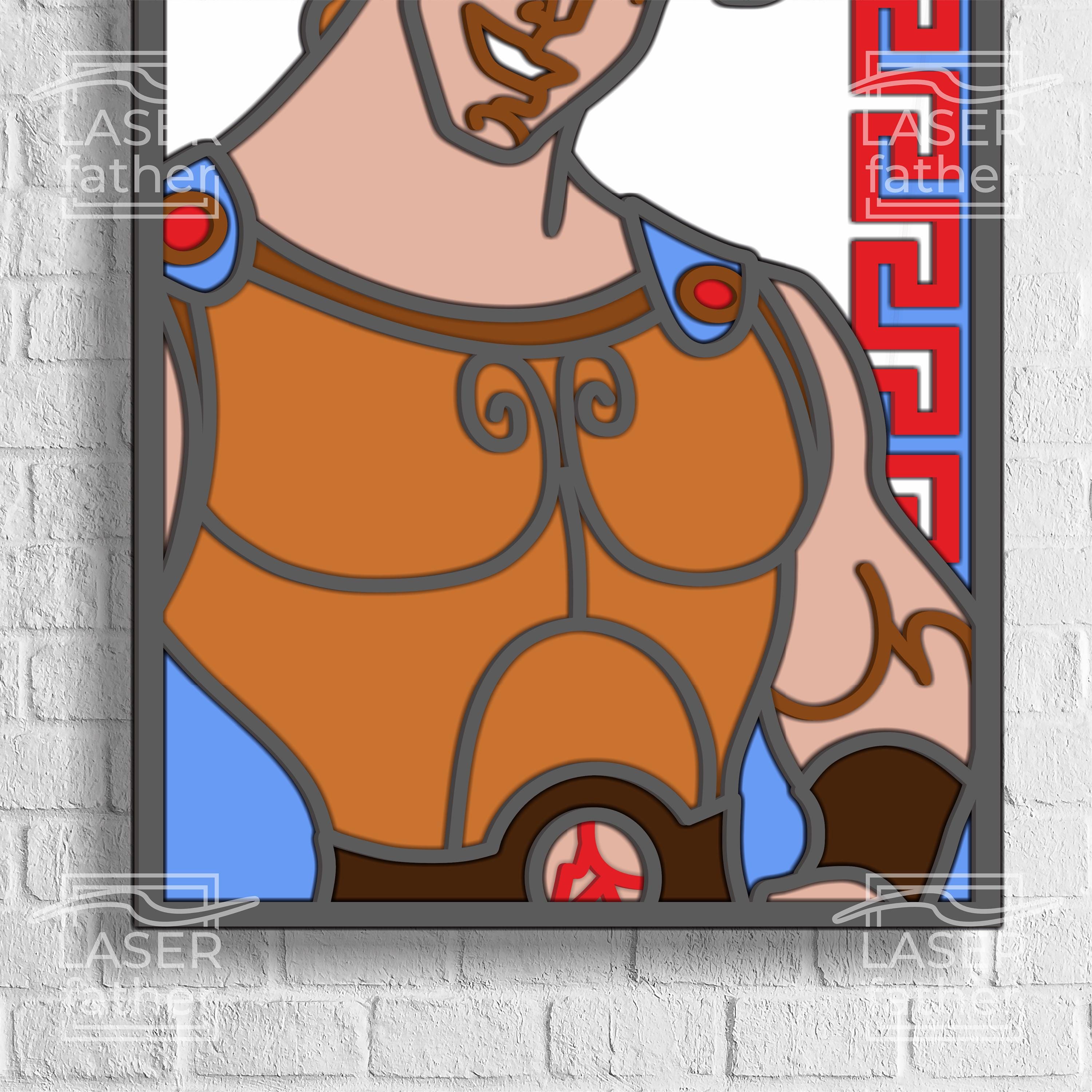 Hercules SVG, Cartoon Design, Multilayer Laser Cut, 3D Paper Craft ...